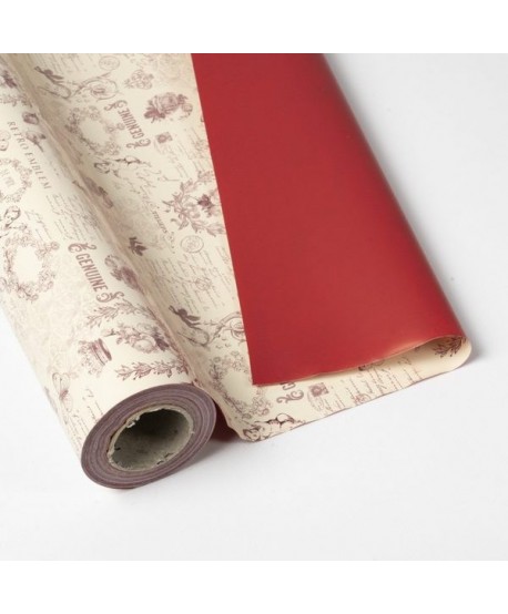 CELOFÁN OPAK MATE "GENUINE" CREMA Y GRANATE 70cm. x 50mts.