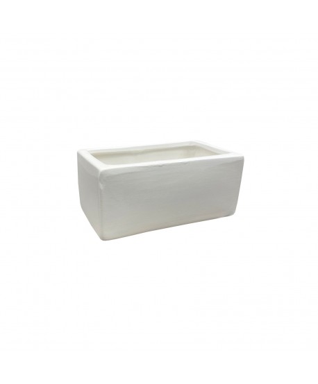 JARDINERA CERÁMICA PEQUEÑA BLANCA 14 x 8 x H6cm. (Caja 6u.)