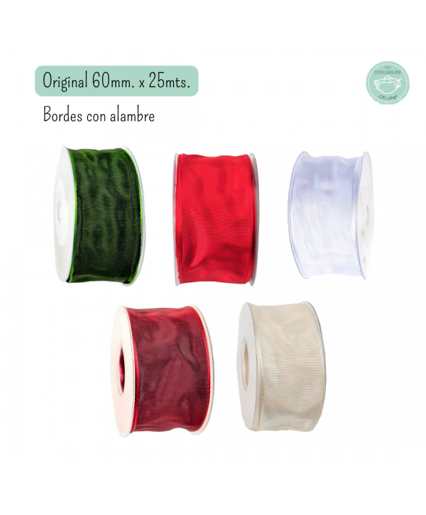 CINTA "ORIGINAL" CON ALAMBRE VERDE OSCURO 60mm. x 25mts.