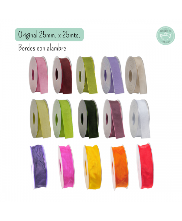 CINTA "ORIGINAL" CON ALAMBRE FUCSIA 25mm. x 25mts.