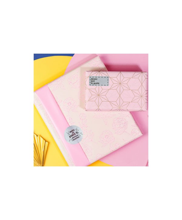 CELOFÁN OPAK CREMA CON ROSAS Y DOBLE CARA ROSA 70cm. x 50mts.