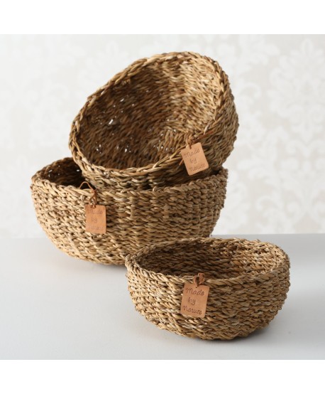 CESTA DE ALGAS MARINAS "SOPHY" REDONDA Ø30 x H13cm. (Set 3u.)