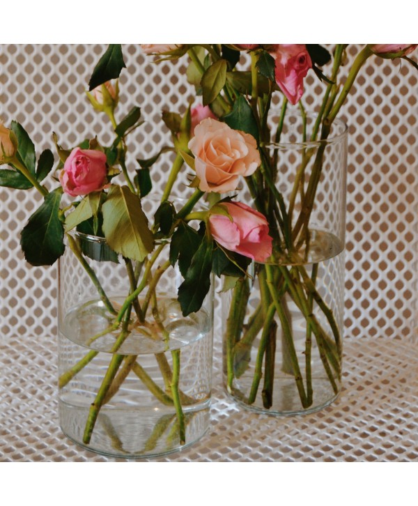 JARRÓN DE CRISTAL CILÍNDRICO Ø 20 x H 60cm.